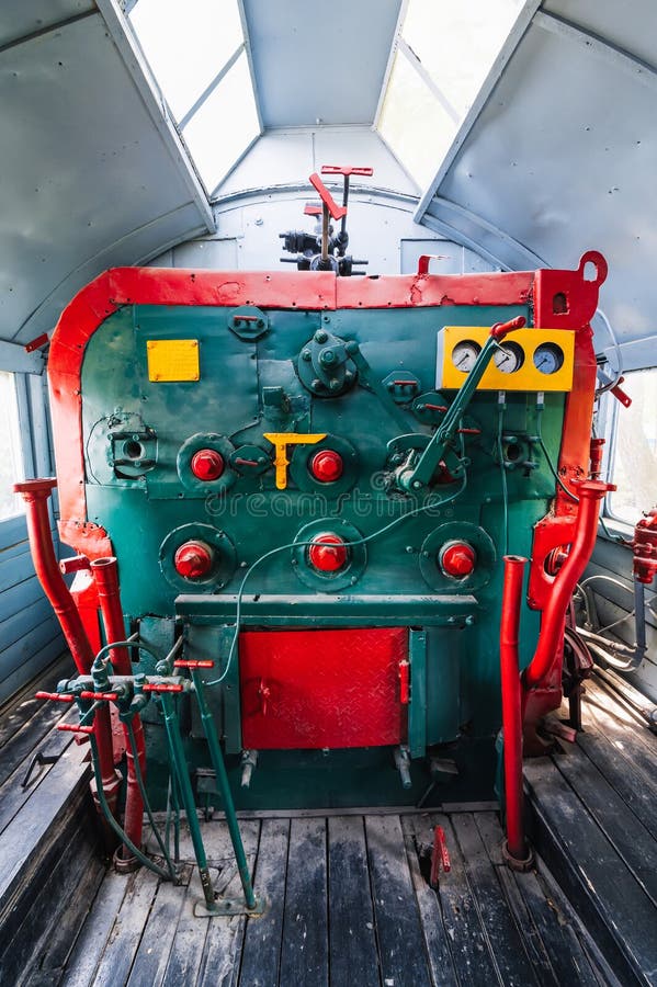 An Inside View of the Driver S Cabin of a Thermal Train Stock Image ...