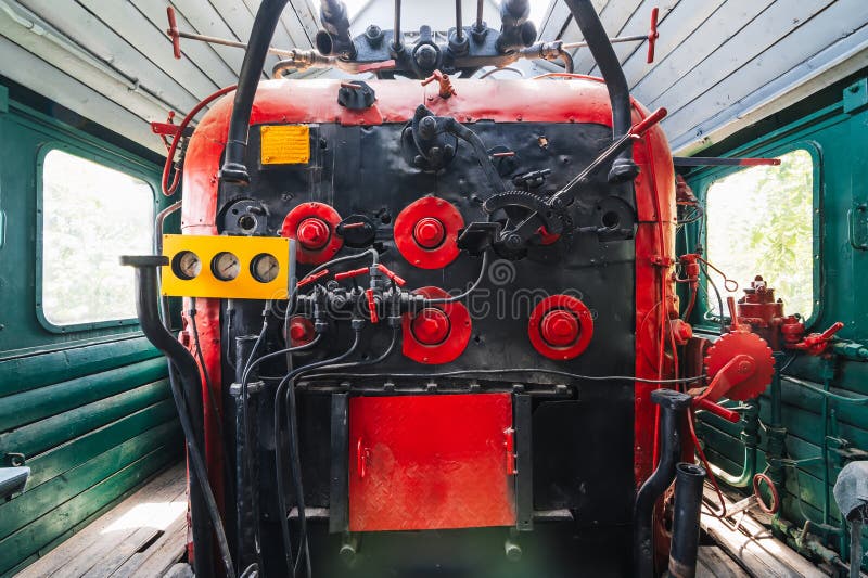 An Inside View of the Driver& X27;s Cabin of a Thermal Train Stock ...