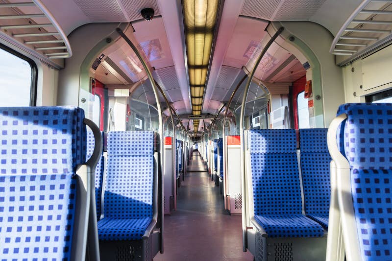 Inside View with Empty Seats of a Train Stock Image - Image of public ...