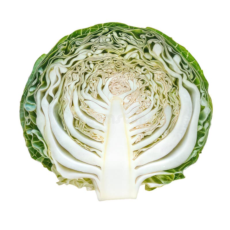 Freshly Cut Cabbage Reveals Intricate Layers Showcasing Its Unique ...