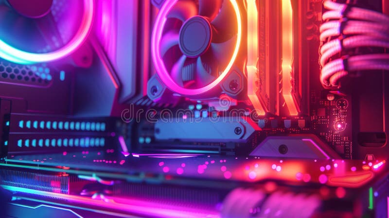 Inside View of a Glowing PC Gaming Setup. Stock Photo - Image of ...