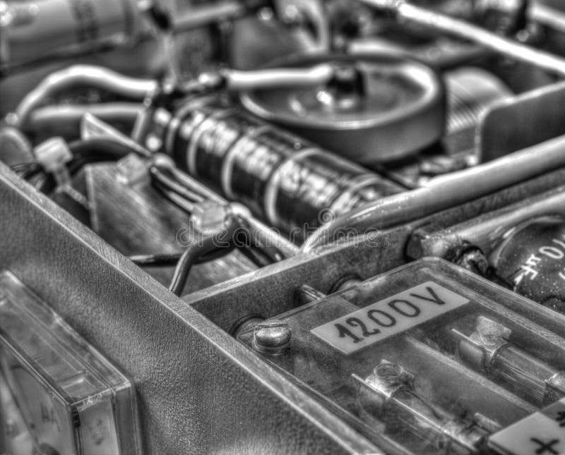 Inside View of High Frequency Power Amplifier in Black and White Stock ...
