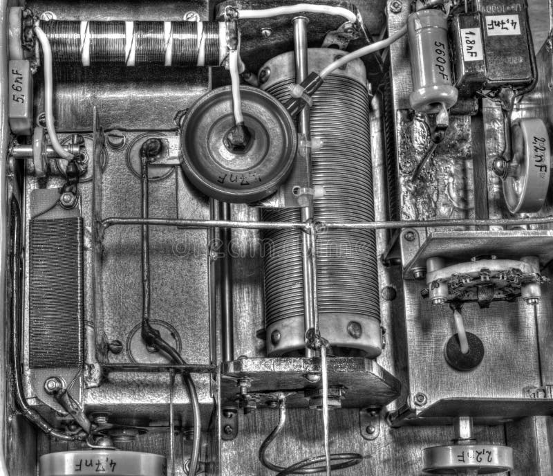 Inside View of High Frequency Power Amplifier in Black and White Stock ...