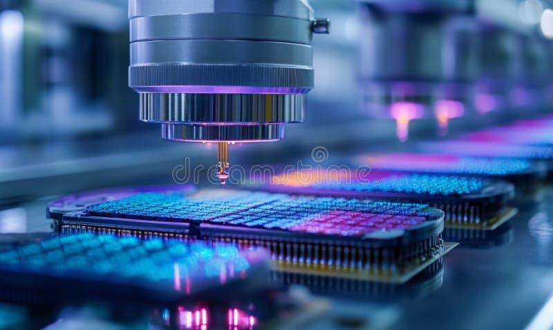 Inside View of a High-tech Microchip Manufacturing Facility, Technology ...