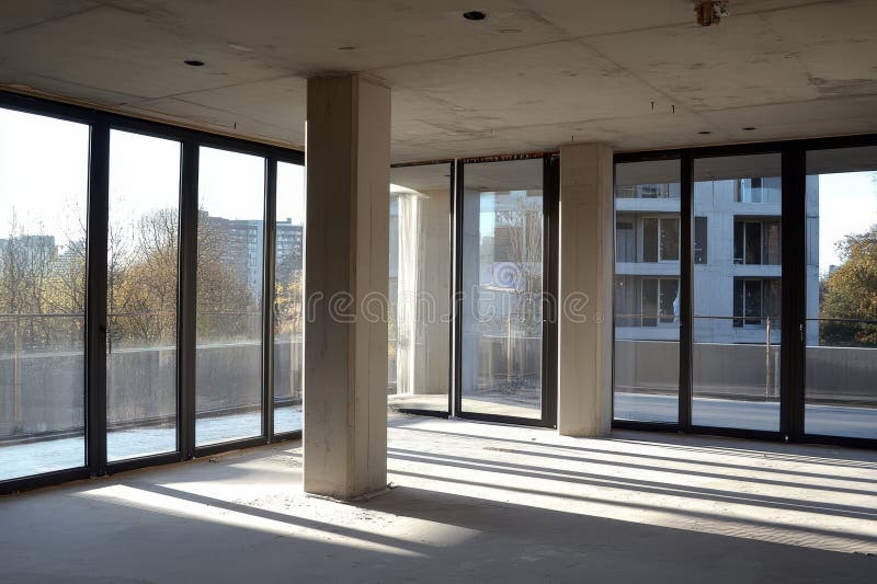 Inside View of a House Under Construction Featuring Expansive Windows ...