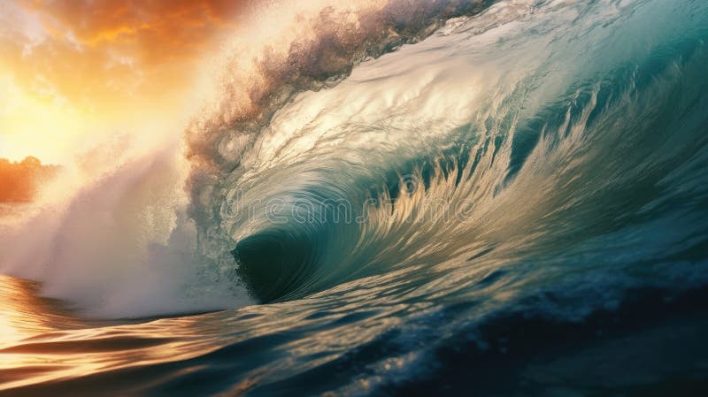 Inside View of the Huge Breaking Wave. Generative AI. Stock ...