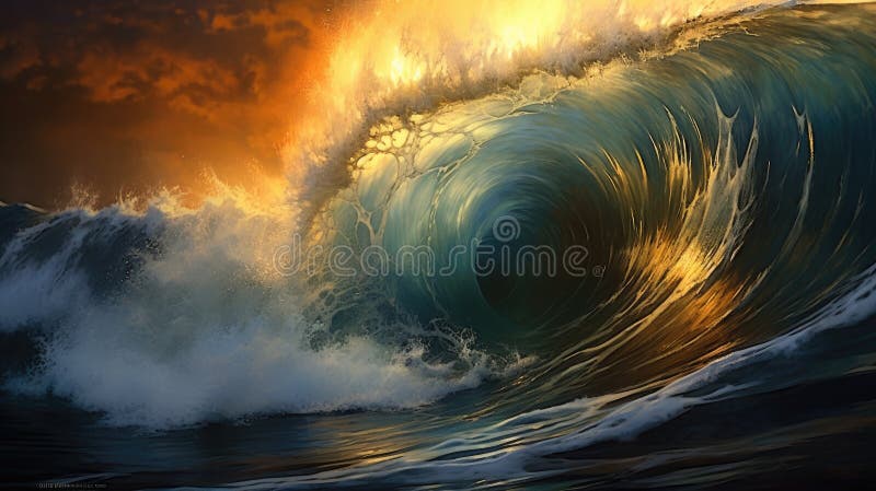 Inside View of the Huge Breaking Wave. Generative AI. Stock ...