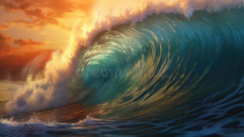 Inside View of the Huge Breaking Wave. Generative AI. Stock ...