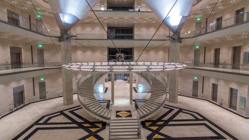 Inside View of the Iconic Museum of Islamic Art Building Timelapse ...