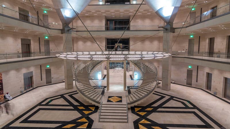 Inside View of the Iconic Museum of Islamic Art Building Timelapse ...