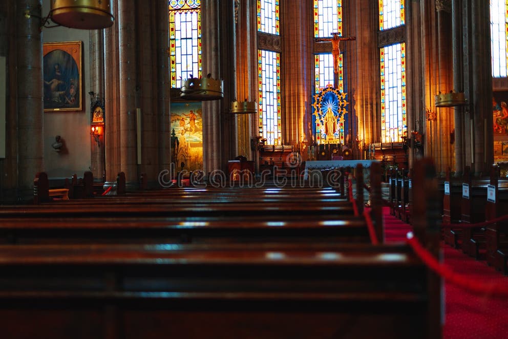 Inside View Interior of Empty Catholic Cathedral. Editorial Stock Image ...