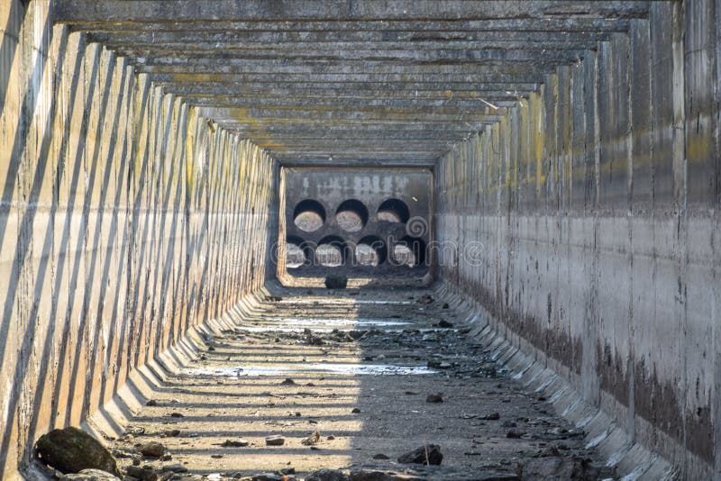 Inside View of the Irrigation Artificial Concrete Channel Stock Image ...