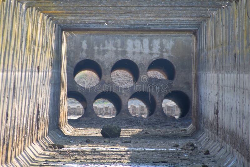 Inside View of the Irrigation Artificial Concrete Channel Stock Image ...
