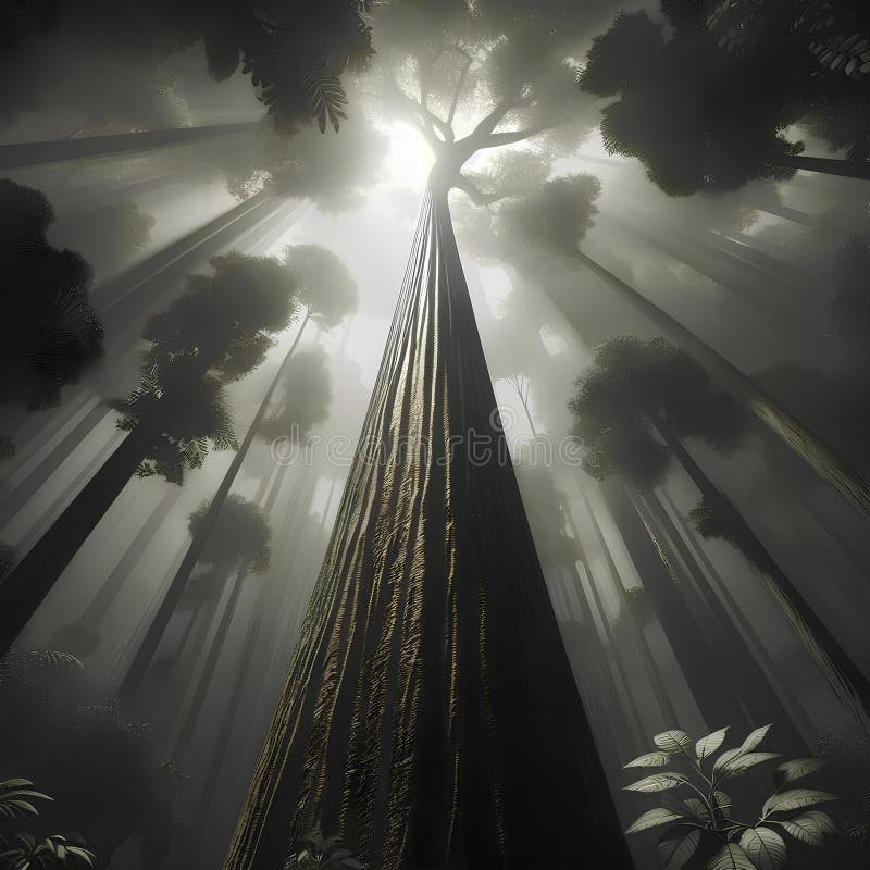 Giant Trees in the Amazon Rainforest Stock Illustration - Illustration ...
