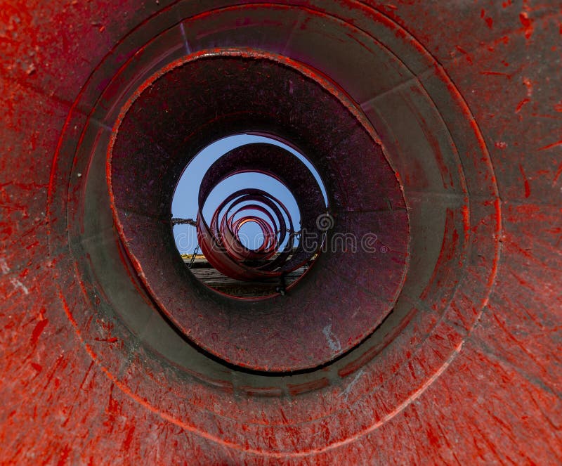 Inside View Looking Up a Builders Rubble Shoot. Stock Image - Image of ...