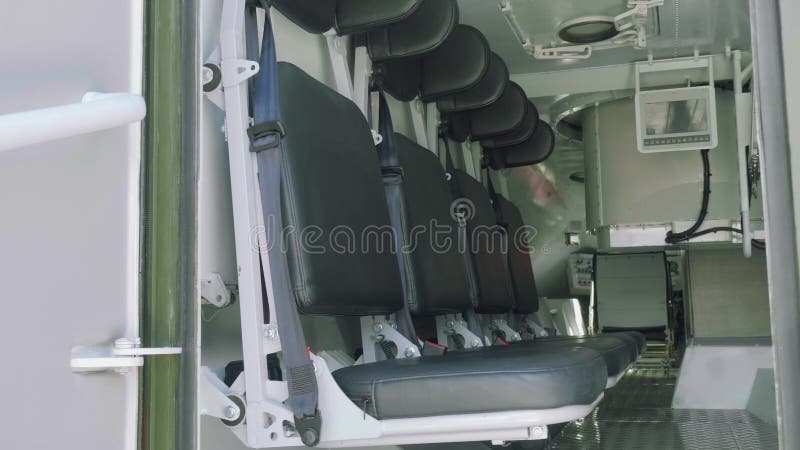 Inside View of Military Automobile - Seats, Screens Stock Footage ...