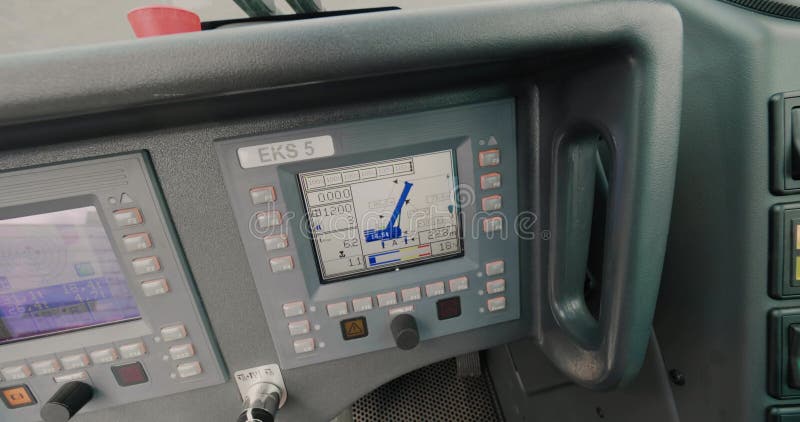 Inside View Mobile Crane Cabin. Mobile Crane Training Simulator Stock ...