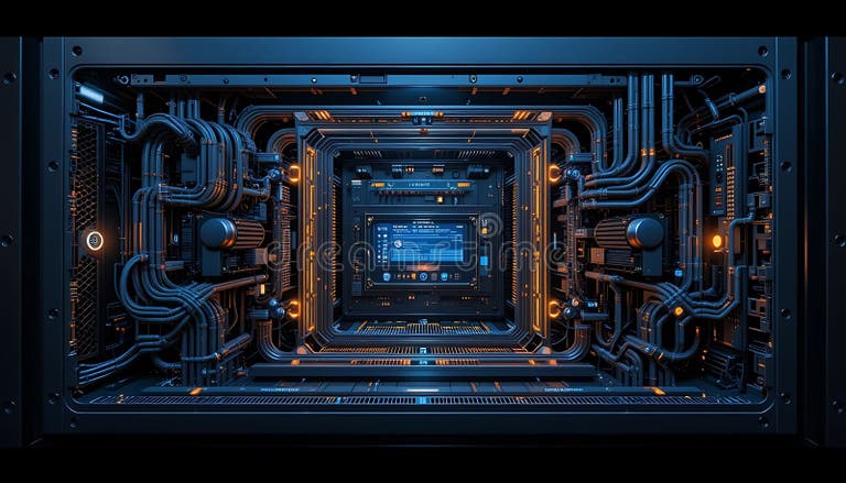 Inside View of a Modern Server Rack with Complex Wiring System Stock ...