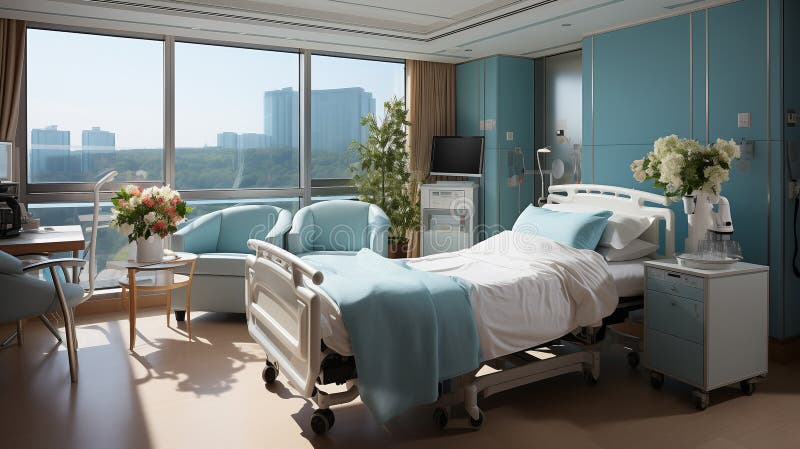 An Inside View of a Modern, Well Equipped Hospital Room Stock ...