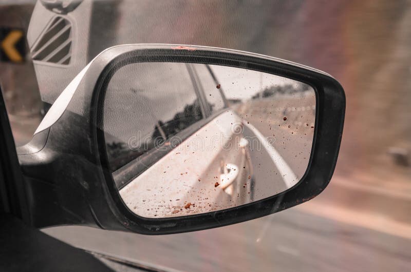 Dirty car rear view mirror stock image. Image of auto - 145075625