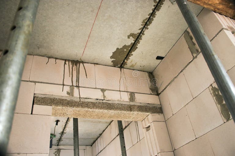 Inside View of a New Building with White Stone Walls Concrete and ...