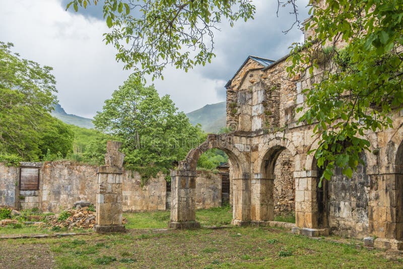 Inside View of an Old Monastery, Made of Stone and without a Roof ...