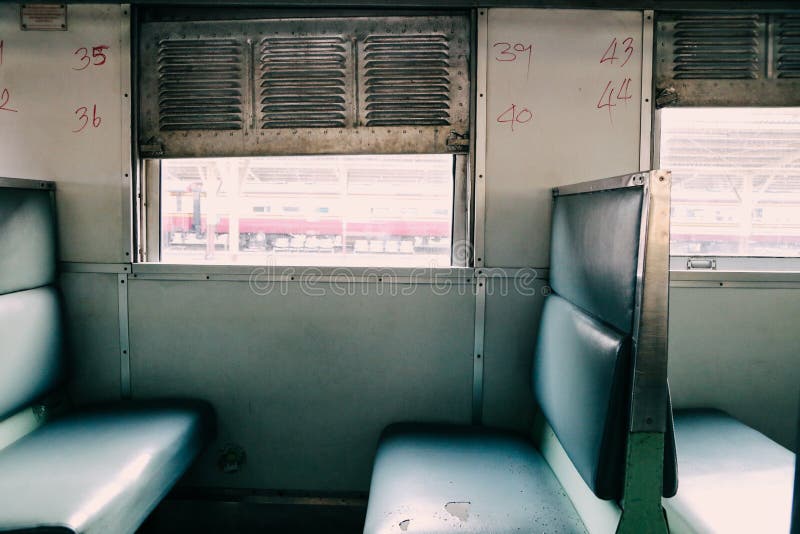Inside of Old Train in Bangkok, Thailand Stock Photo - Image of ...