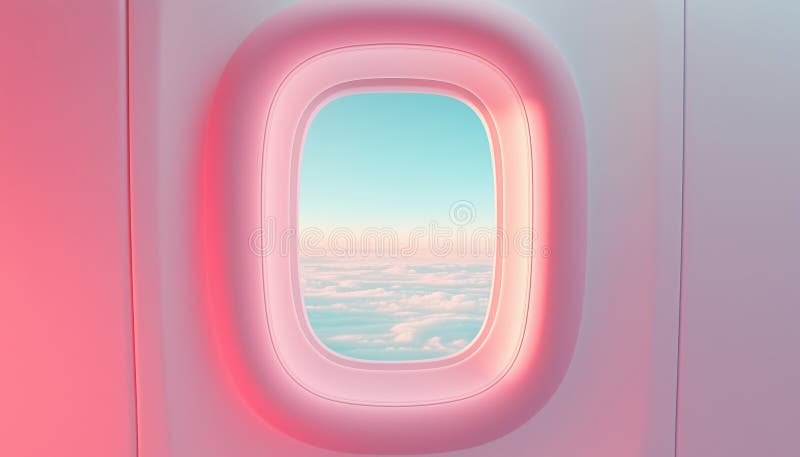 Inside View of Passenger Aircraft through Large Jet Window with ...