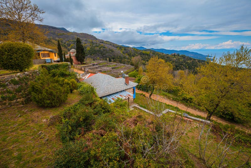 Philotheou Monastery on the Mount Athos Stock Image - Image of ...