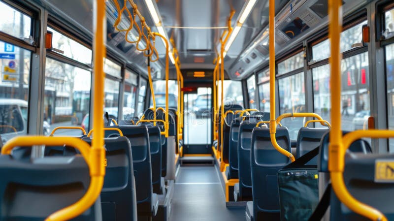 Inside View of a Public Transit Bus Stock Photo - Image of windows ...