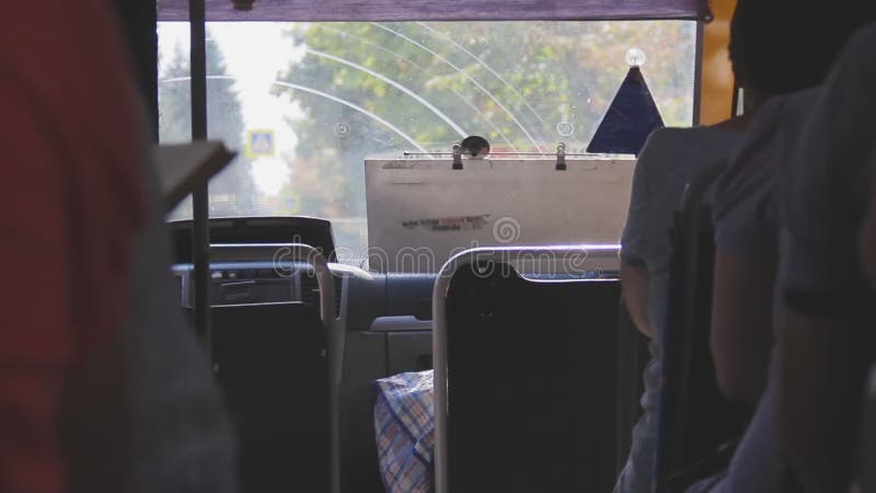 Inside View of a Regular Bus. the Landscape Changes Behind the ...
