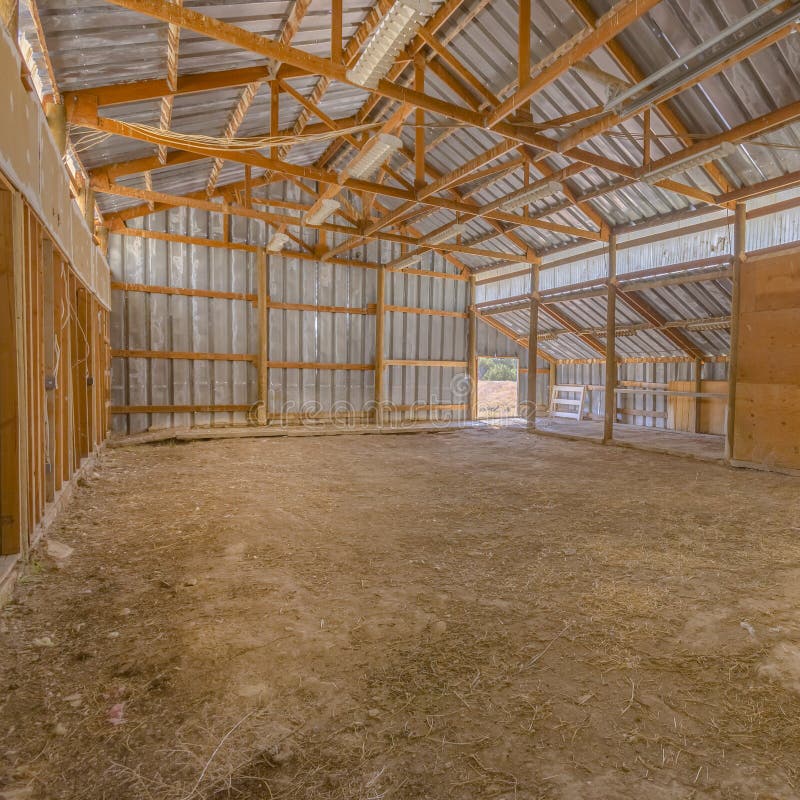 Inside View of a Rustic Old Barn Stock Photo - Image of panel, plank ...