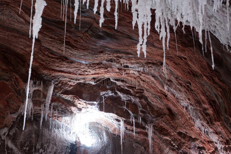 Inside View of Mine with Salty Stalactites Stock Photo - Image of ...