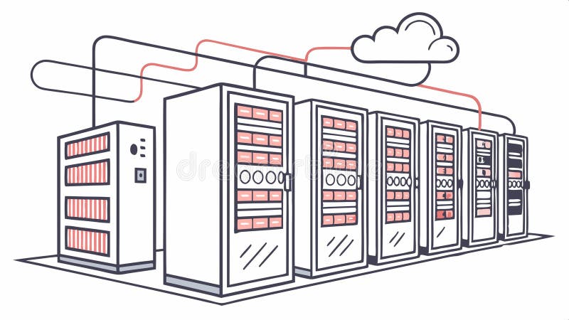 Server Room Data Center, Depicting it Infrastructure and Data Management Vector Design ...