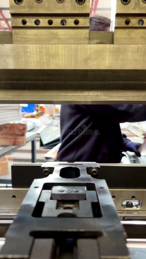 Inside View Vertical Video of Worker Operating Metal Sheet Press ...