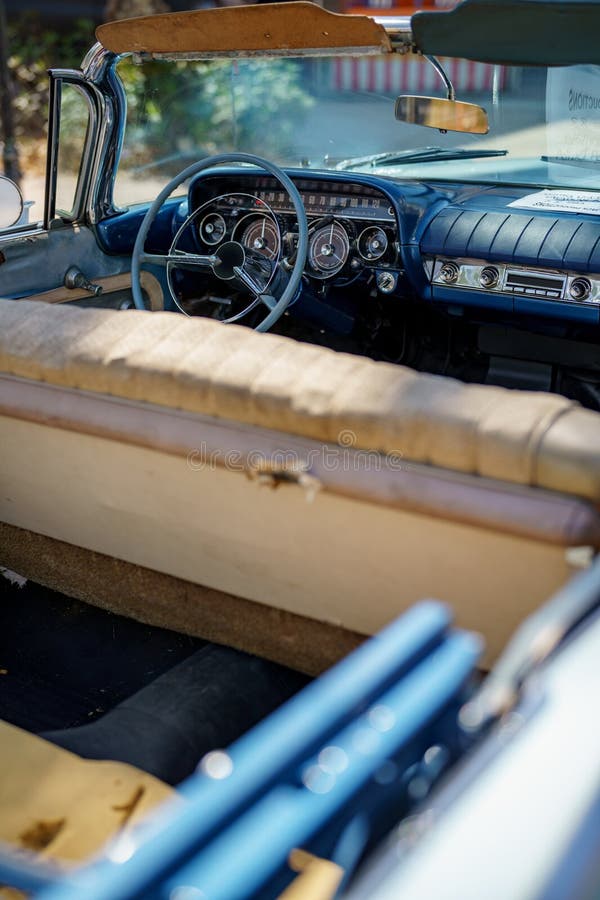 Inside View of a Vintage Car at a Car Show Stock Image - Image of ...