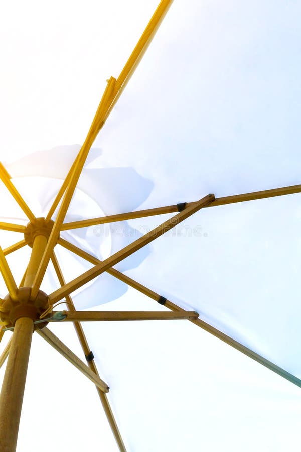 Inside View of Wood Beach Umbrella. Vacation and Summer Concept Stock ...