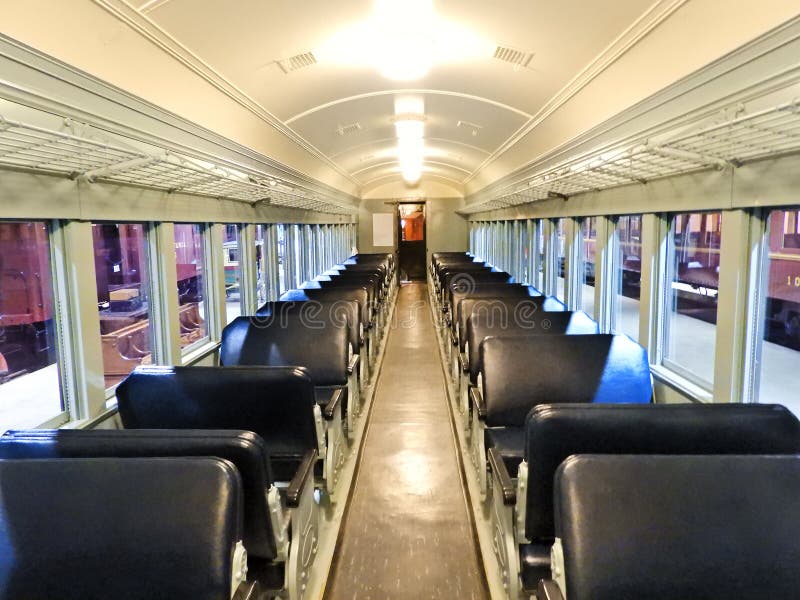 Inside a Vintage Railroad Passenger Train Car Stock Image - Image of ...