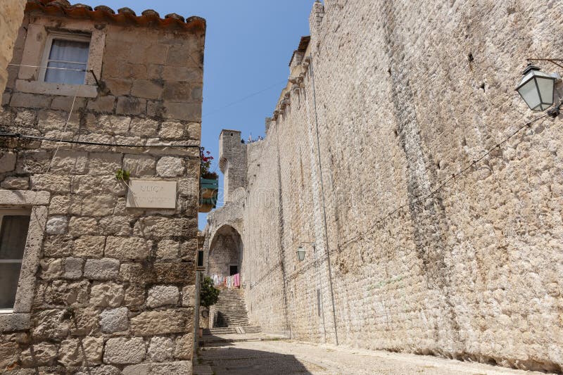 Inside Wall of Medieval City High Wall Leads To Steps Stock Image ...