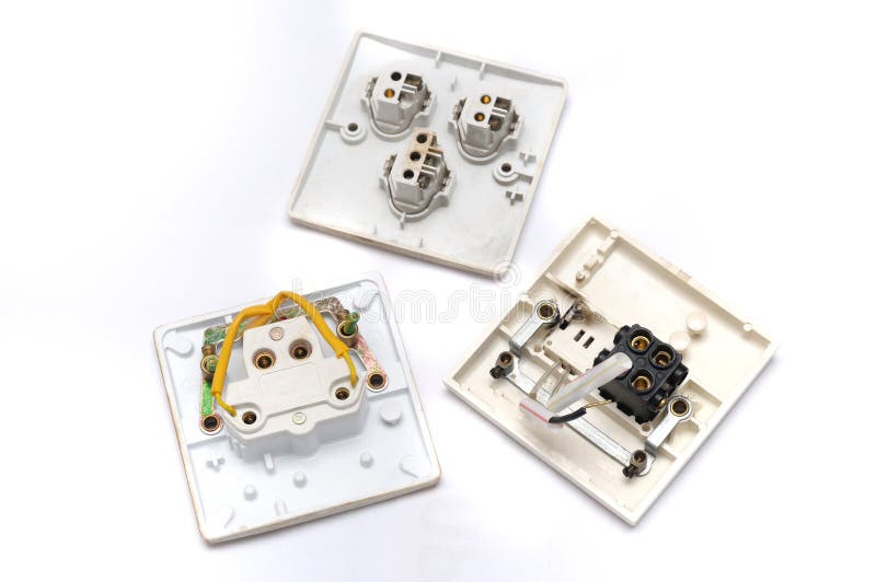 Inside a Wall Mount Switch. Three Opened Wall Mount Switch Panels ...