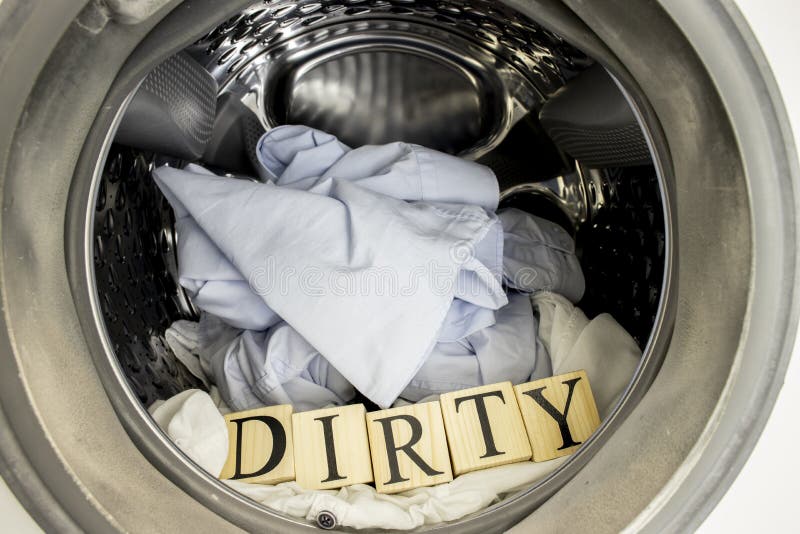 Inside the Washing Machine. Inside, There is Laundry and Text from ...