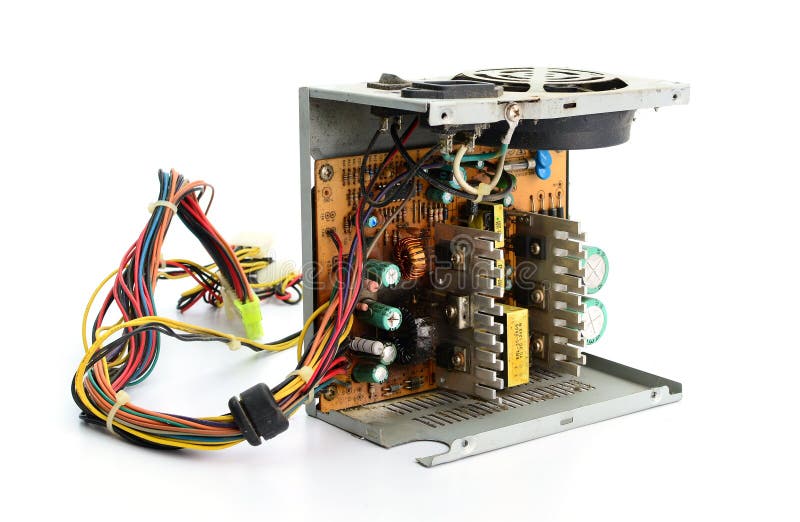 Inside of Waste Computer Power Supply Stock Image - Image of isolated ...