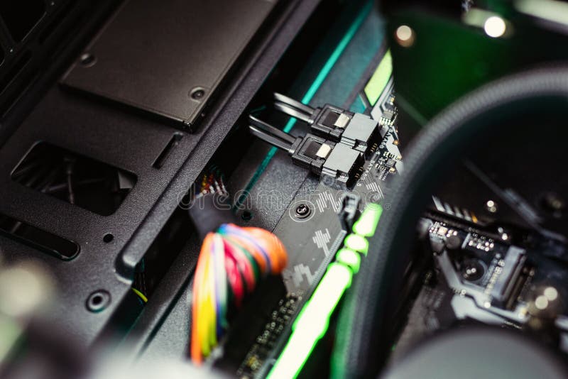 Inside of Water Cooled High Performance Modern Computer. Water Cooling ...