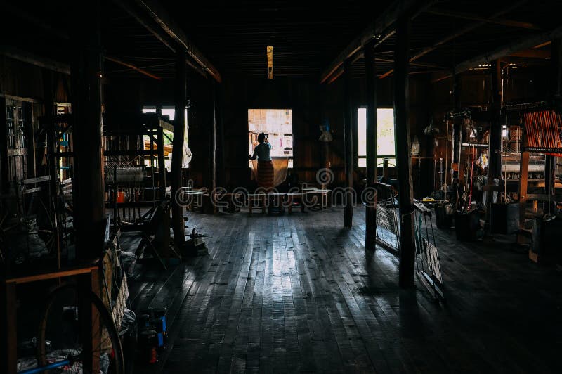 Inside a Weaving/loom Room at Inle Lake. Editorial Stock Image - Image ...