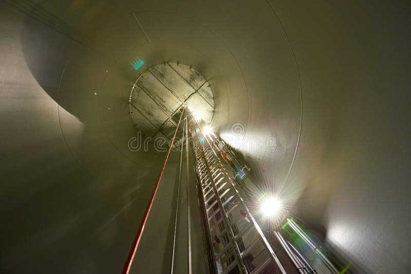 Inside the wind turbines. stock photo. Image of perspective - 112314278