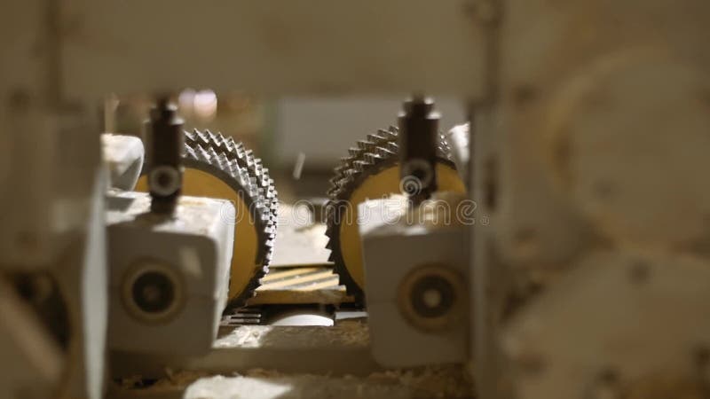 Inside of Working Timber Plank Refining Machine at Sawmill Factory ...