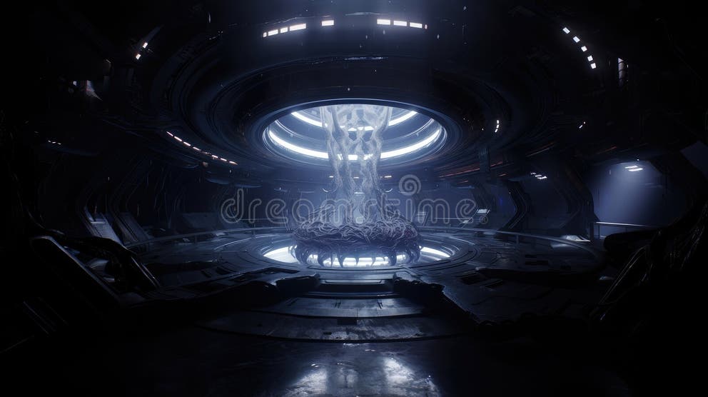 Inside a Xenomorph Spaceship. Space Base Corridor Stock Illustration ...