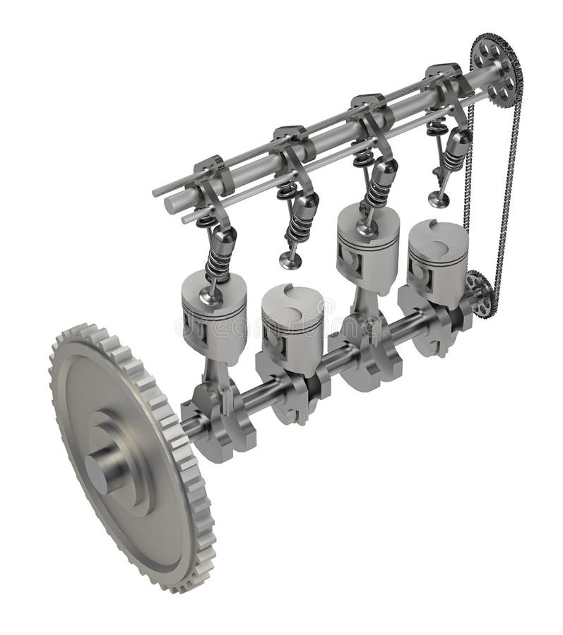 Insides 4 Pistols Engine Isolated on White Stock Illustration ...