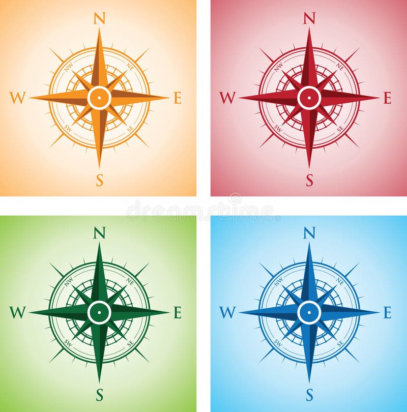 Insieme Colourful Delle Bussole Illustrazione Vettoriale ...