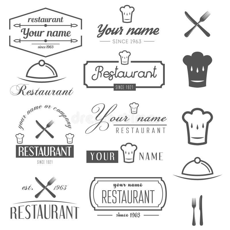 Insieme Degli Elementi Del Logotype E Di Logo Per Il Ristorante ...